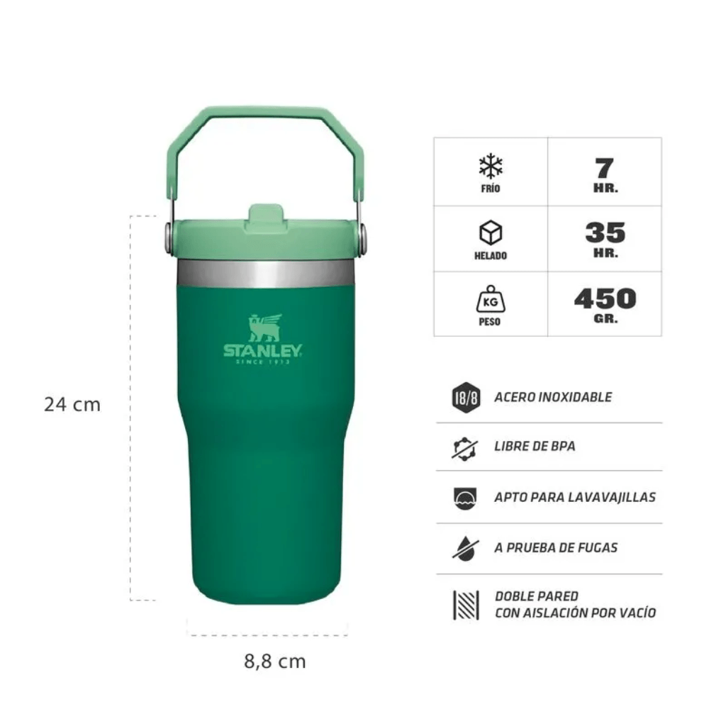 Botella Termica Stanley Flip Straw Tumbler Alpine Verde